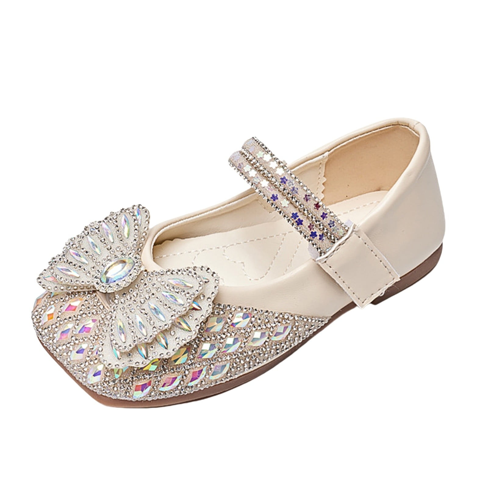AUDeals Girls Closed Toe Mary Jane Dress Sandals Glitter Bow Flat Shoes ...