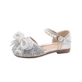 AUDeals Girls Closed Toe Sandals - Rhinestone Pearl Bow Ballet Flats ...