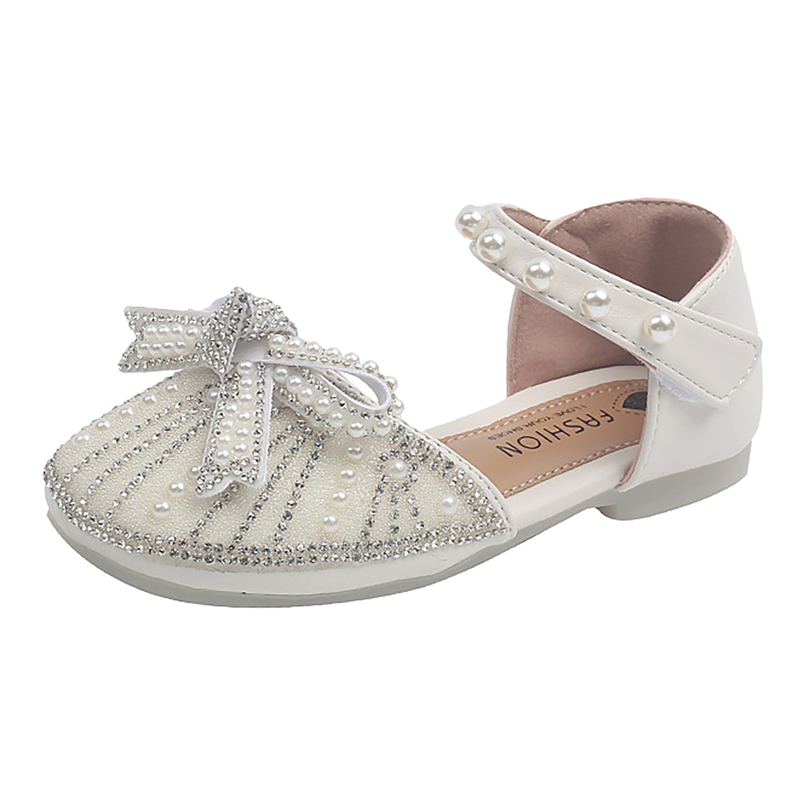 AUDeals Girls Dress Sandals, Closed Toe Princess Shoes with Pearl ...