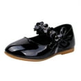 AUDeals Girls Flat Dress Shoes - Closed Toe PU Leather Flower Bow Flats ...