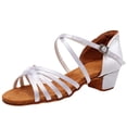 AUDeals Girls Latin Dance Shoes - Satin Ballroom Sandals with Low Heel ...