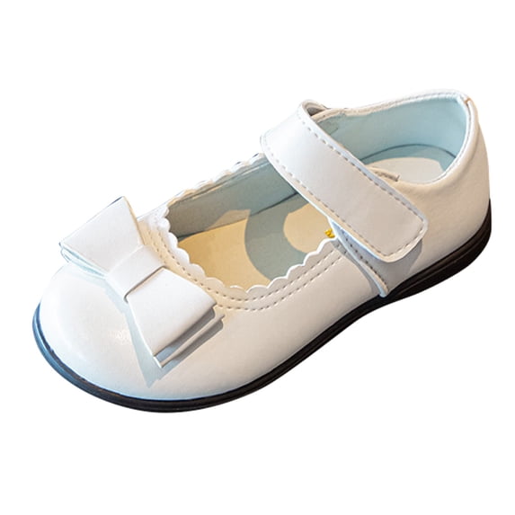 AUDeals Girls Mary Jane Dress Shoes - Bow Round Toe Scalloped Edge ...