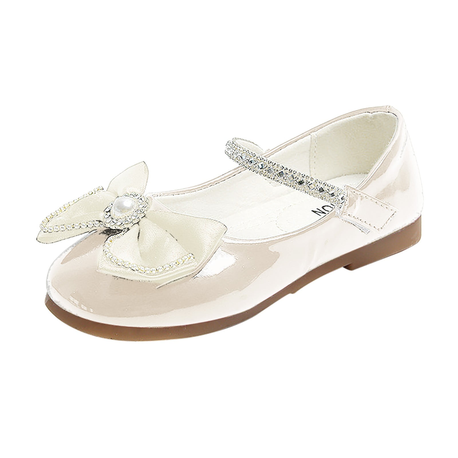 AUDeals Girls Mary Jane Dress Shoes - Closed Toe Bow Rhinestone Flats ...