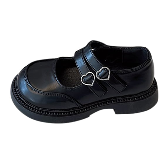 AUDeals Girls Mary Jane Dress Shoes - Double Strap Heart Buckle Thick ...