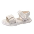 AUDeals Girls Open Toe Sandals Ruched PU Upper Hook and Loop Ankle ...