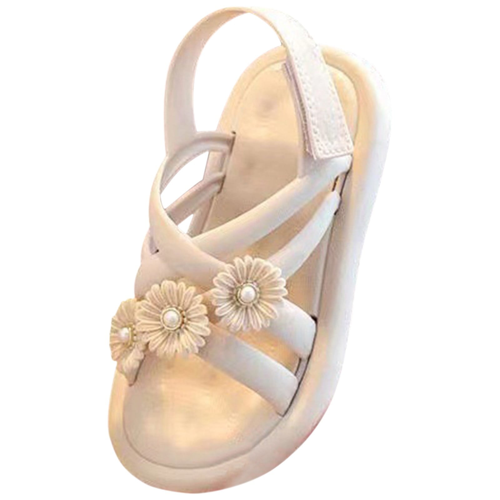 AUDeals Girls Open Toe Summer Sandals Cute Daisy Flower Decor Flat ...