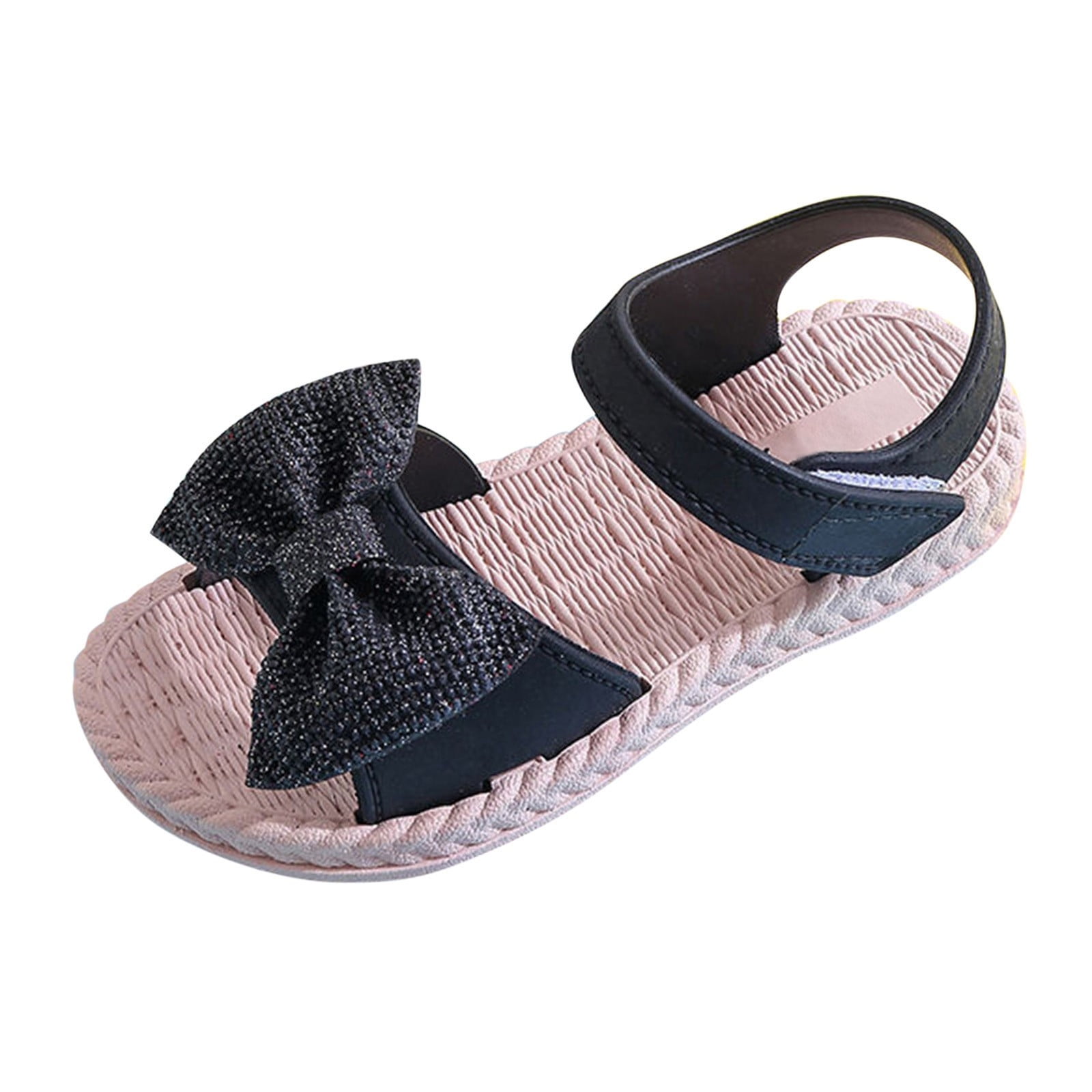 AUDeals Girls Open Toe Summer Sandals with Glitter Bow and Adjustable ...