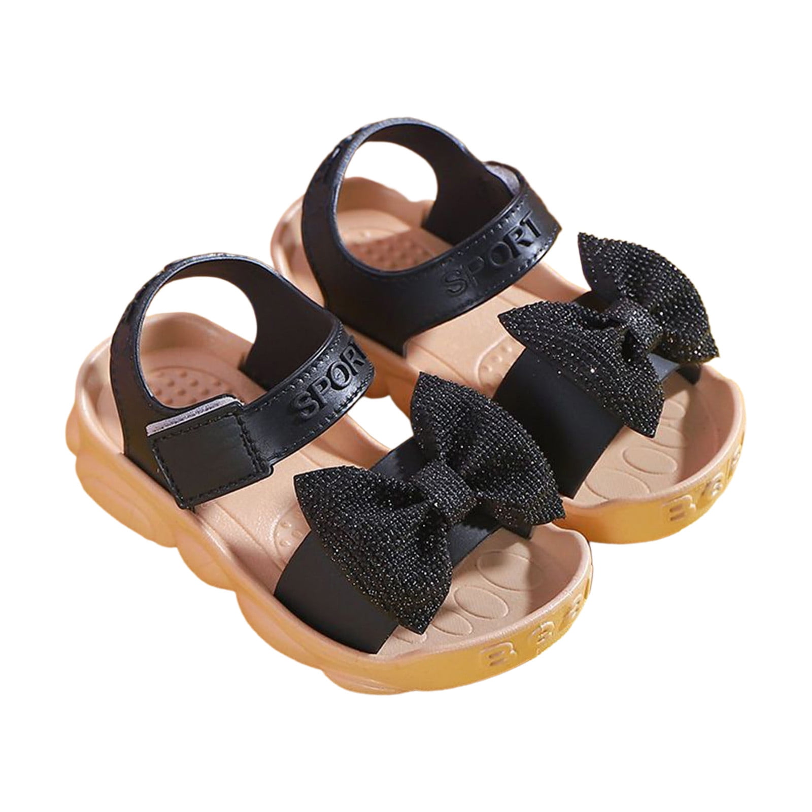 AUDeals Girls Open Toe Summer Sandals with Glitter Bow and Ankle Strap ...