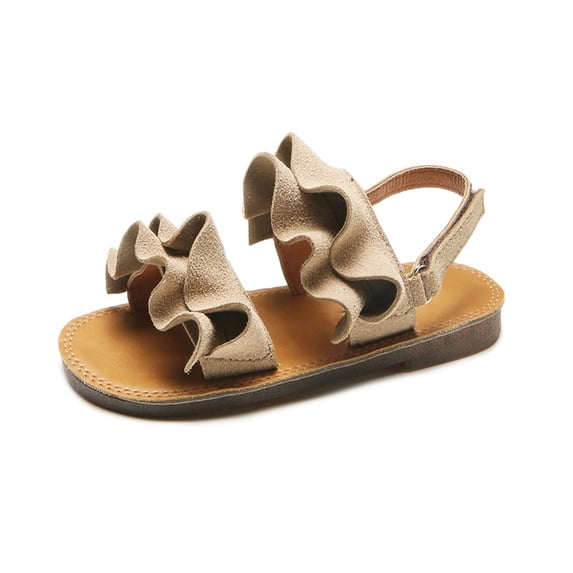 AUDeals Girls Open Toe Summer Sandals with Ruffle Straps and Adjustable ...