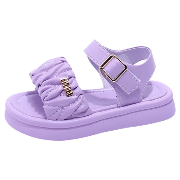 AUDeals Girls Platform Sandals - Open Toe Ruched Strap Buckle Strap ...