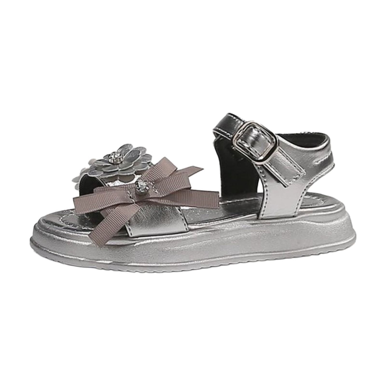 AUDeals Girls Platform Sandals - Open Toe Satin Bow Flower Applique ...