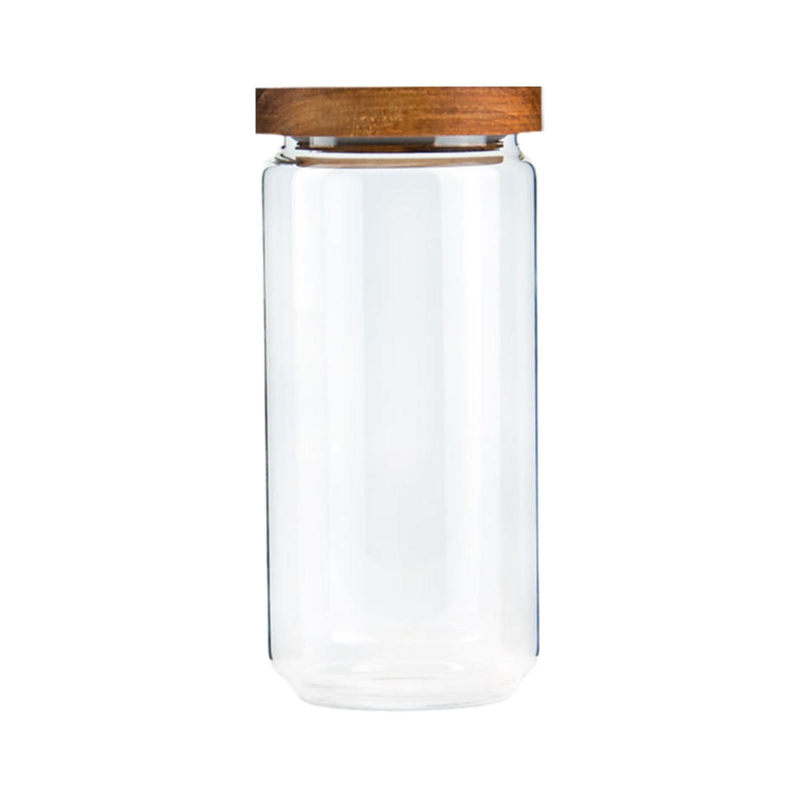 AUDeals Glass Airtight Bottle with Wood Lid Tea Food Jar Container ...
