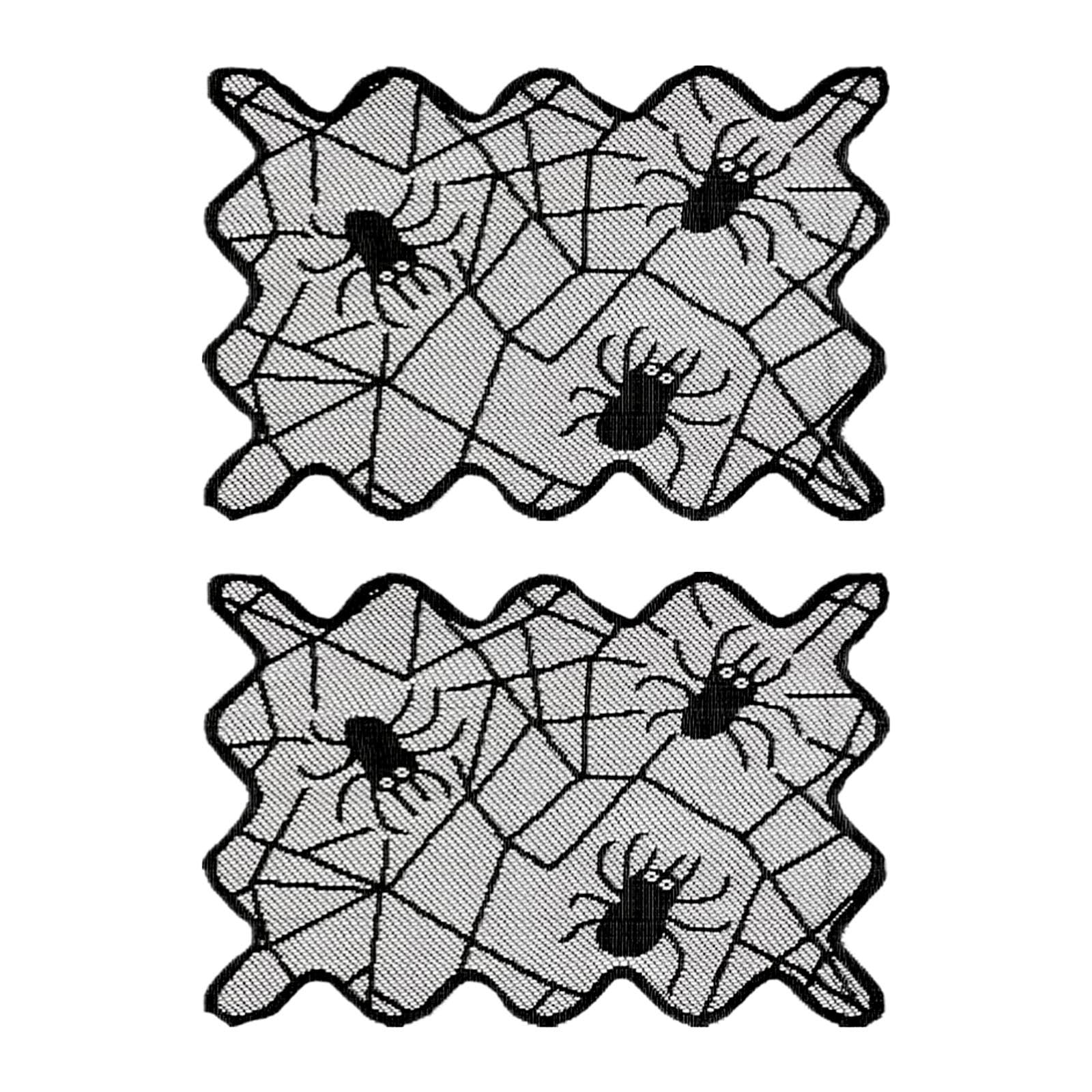 AUDeals Halloween Lace Mesh Placemats Set Gothic Design Table Mats for ...