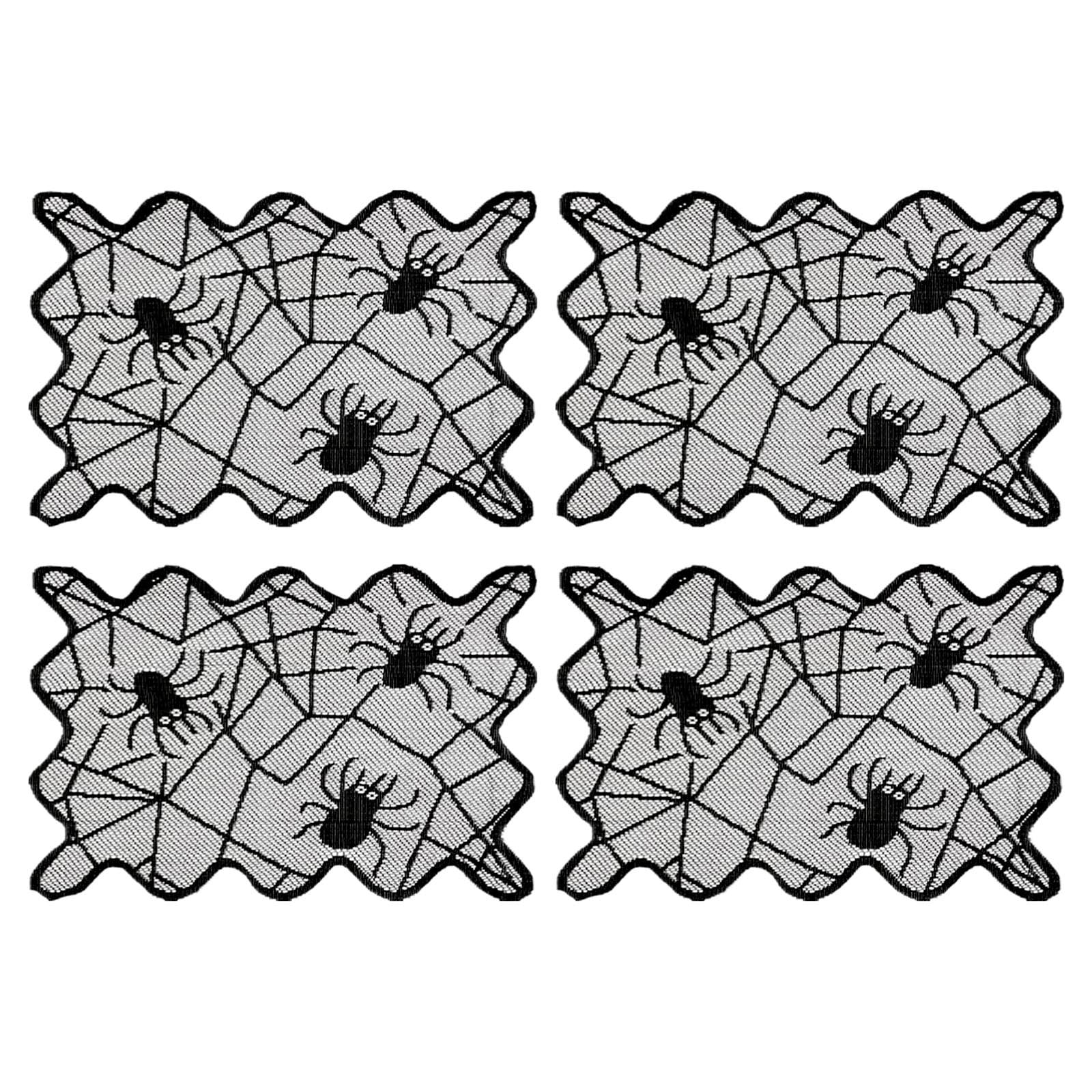 AUDeals Halloween Lace Mesh Placemats Set Gothic Design Table Mats for ...