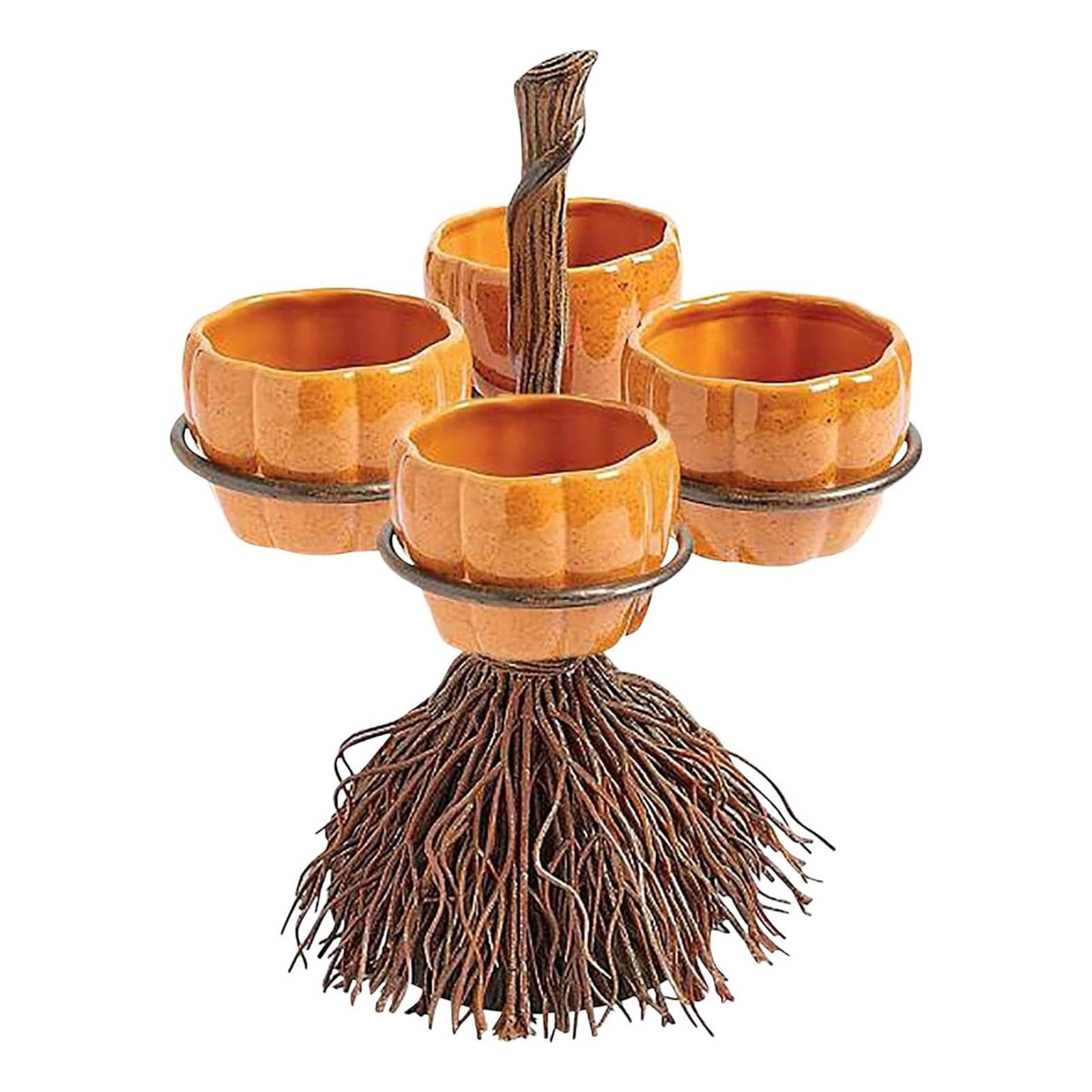 AUDeals Halloween Pumpkin Candy Bowl Stand Ceramic Multi-Level Snack ...
