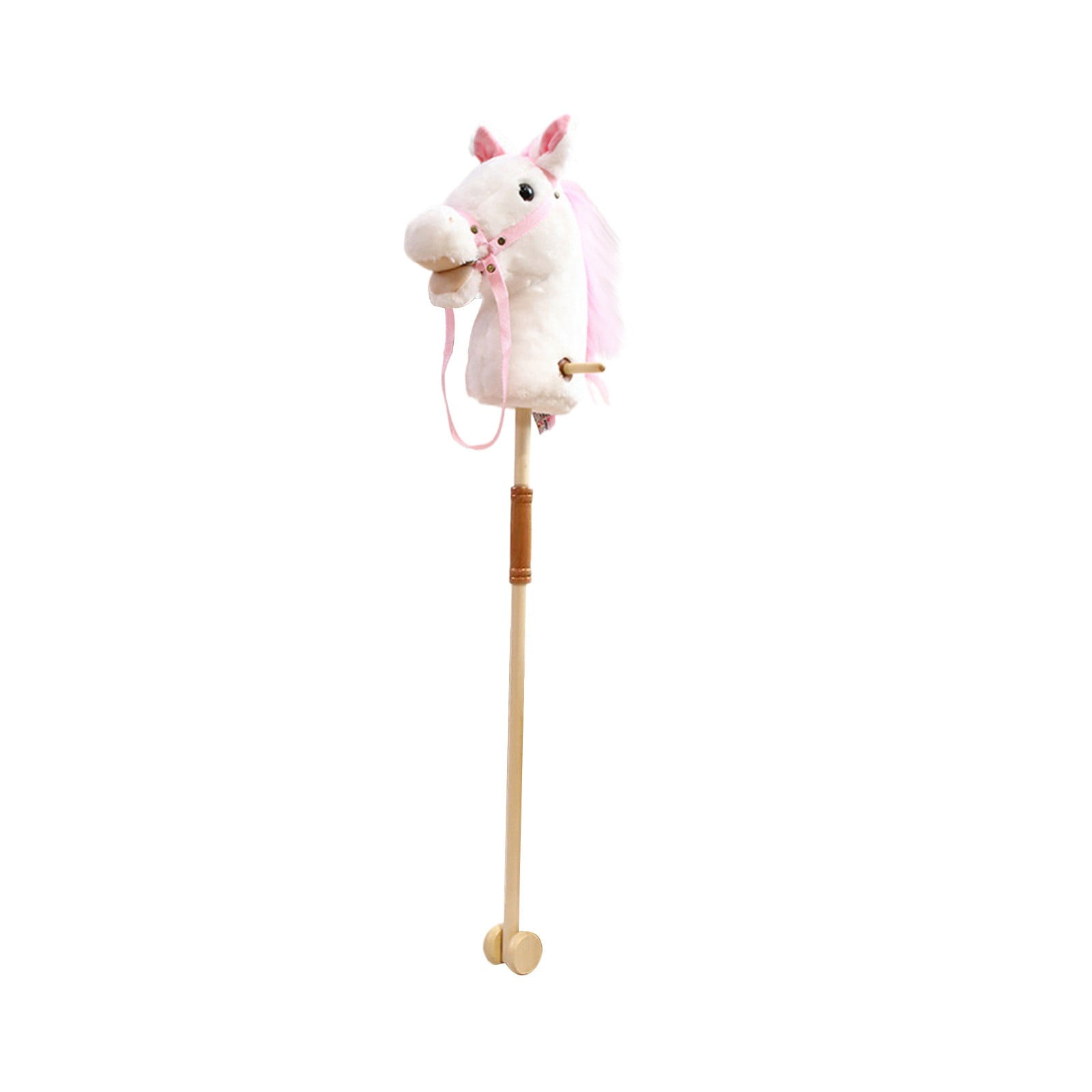 AUDeals Handcrafted Stick Horse on A Wooden Pole Portable Plush Toy ...