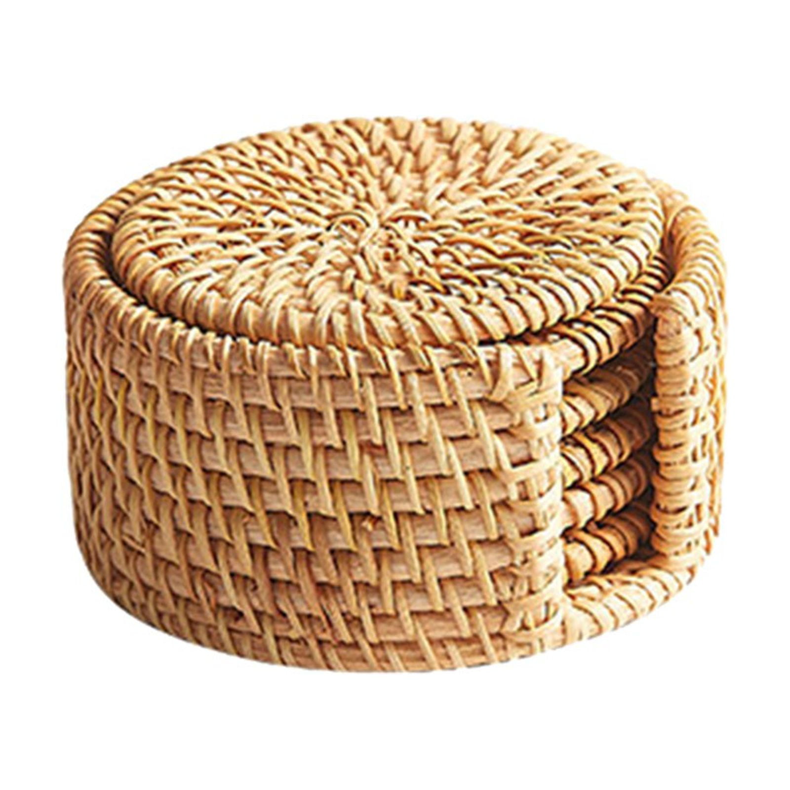 AUDeals Handmade Rattan Insulation Mat Table Mat Anti Scald Round Bowl ...