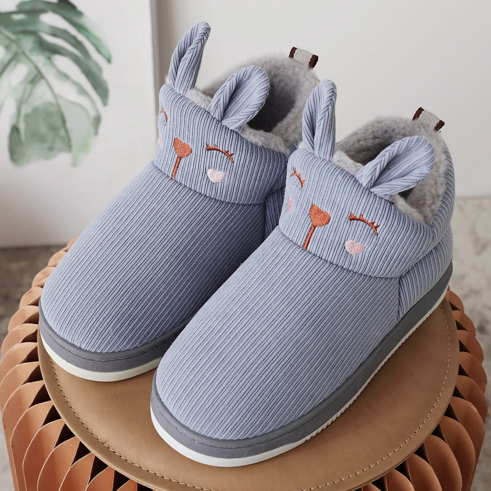 AUDeals Ladies Breathable Cotton Shoes, Thickened Velvet House Slippers ...