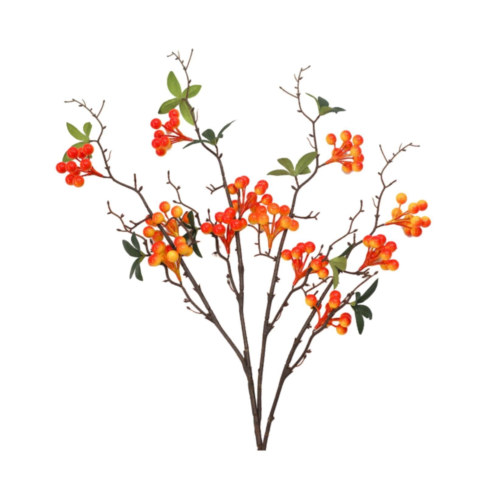 AUDeals ‌Lifelike Holly Berry Stems Set Artificial Red Berries with ...