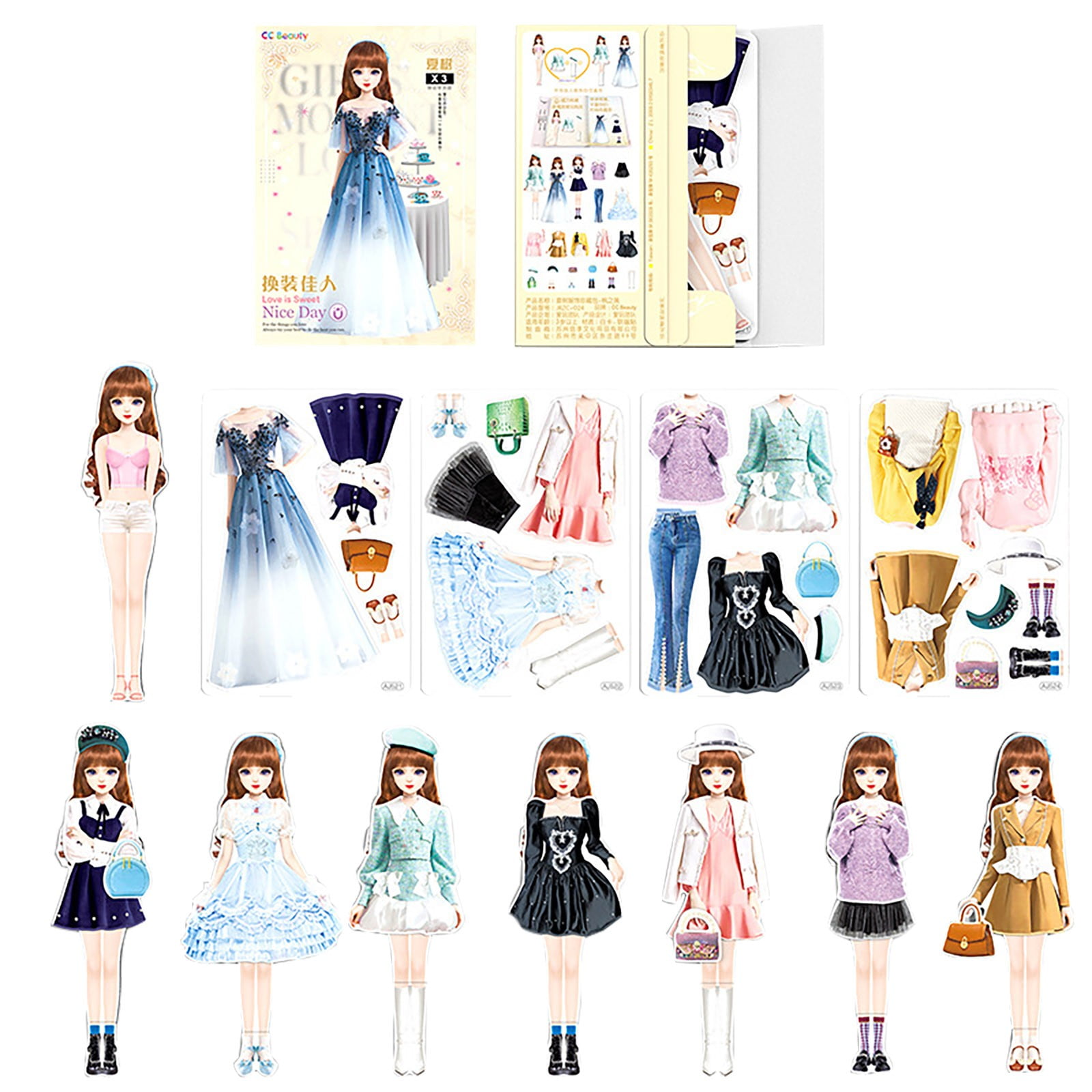 AUDeals Magical Dress Up Sticker Doll Set | 50+ Reusable Stickers ...