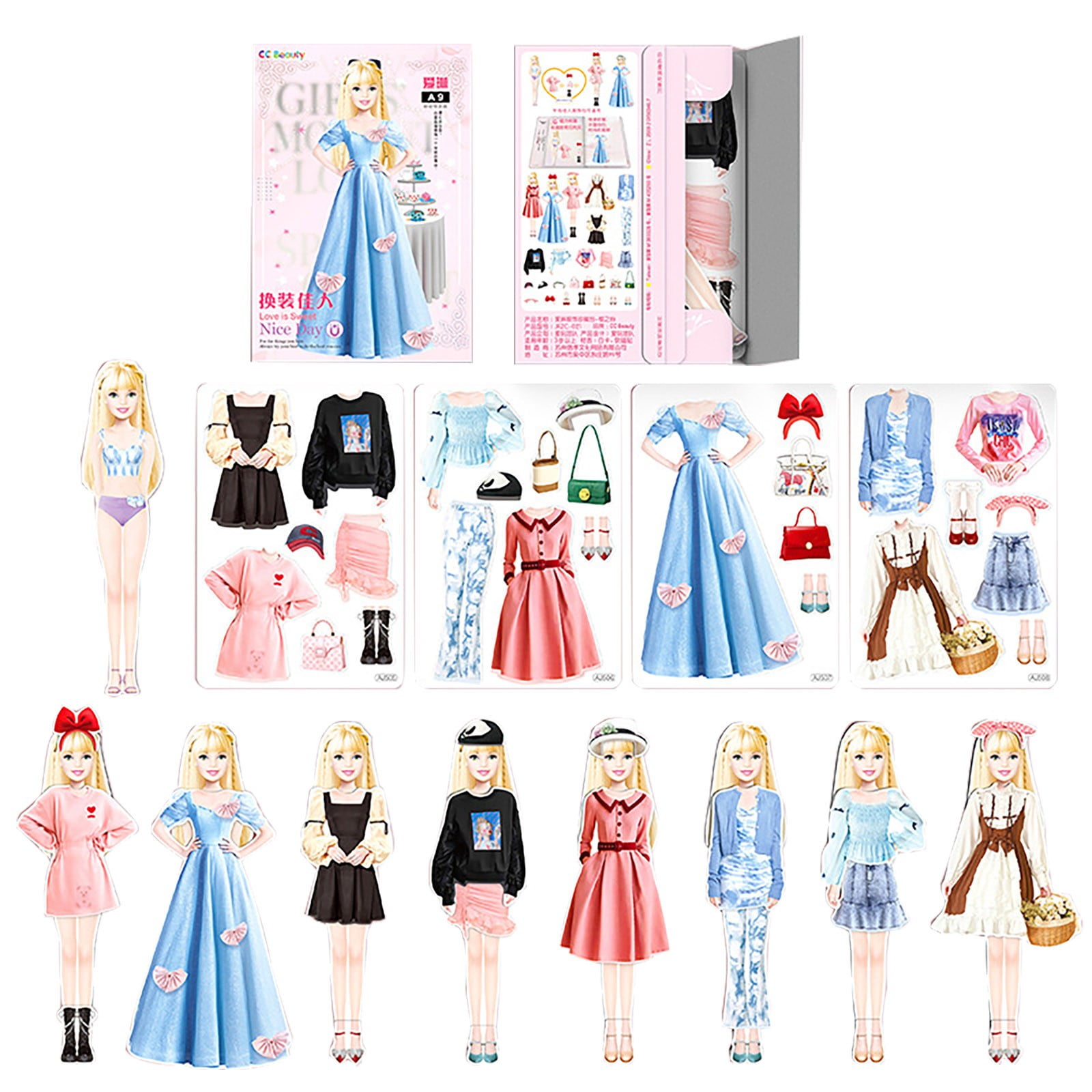 AUDeals Magical Dress Up Sticker Doll Set | 50+ Reusable Stickers ...