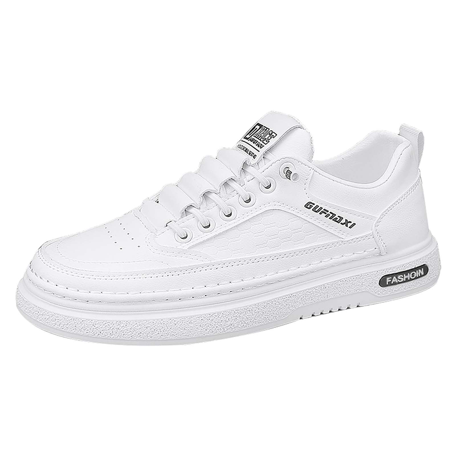 AUDeals Men Women Height Increasing Leather Sneakers Platform Low Top ...