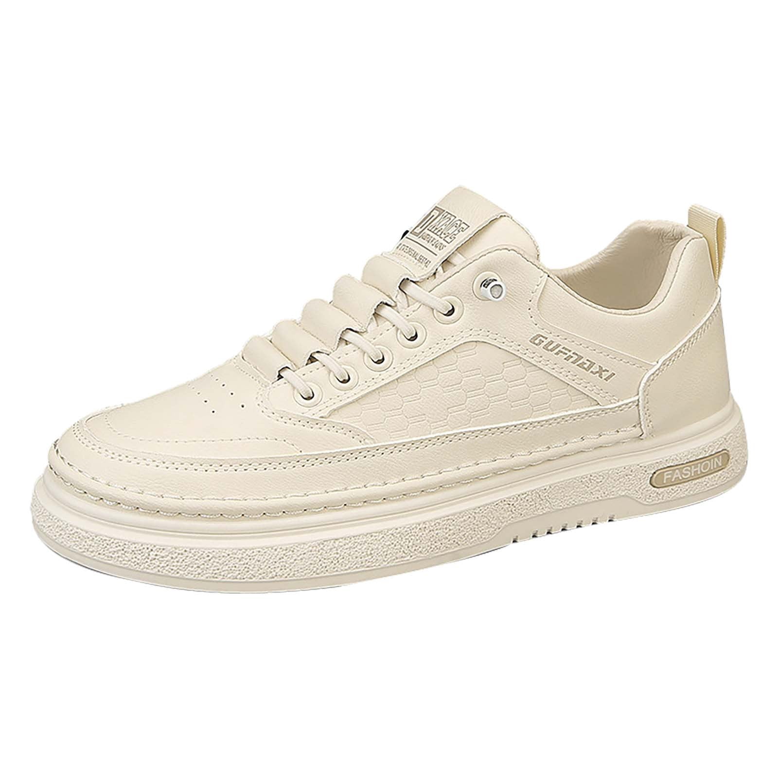 AUDeals Men Women Height Increasing Leather Sneakers Platform Low Top ...