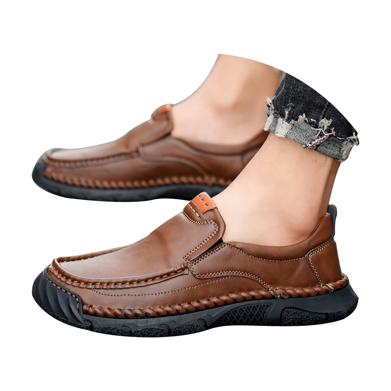 AUDeals Men's Casual Dress Loafers Slip On Lace Up Shoes Soft Sole for ...