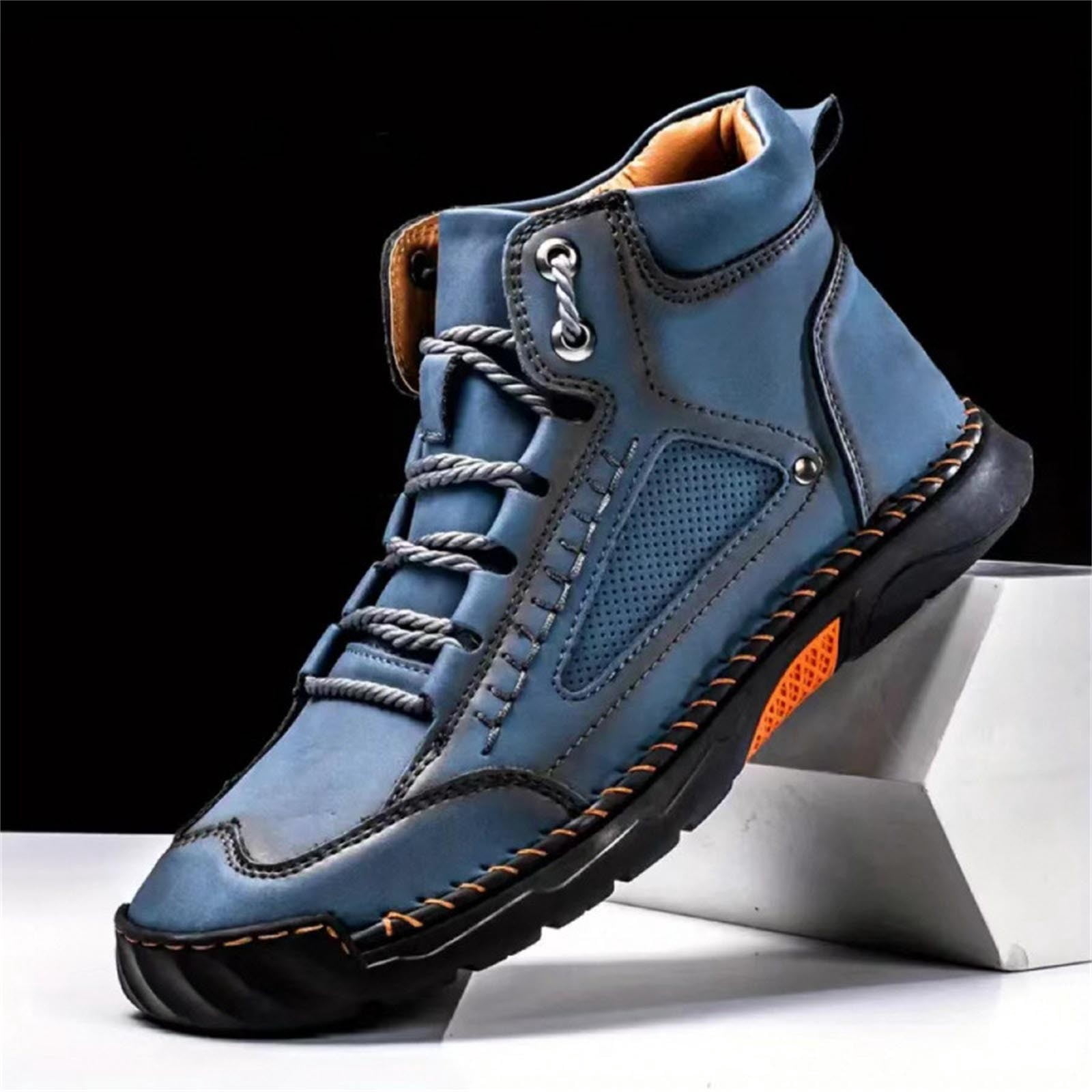 AUDeals Men's Leather Boots, Comfortable Casual Shoes with Spacious Toe ...