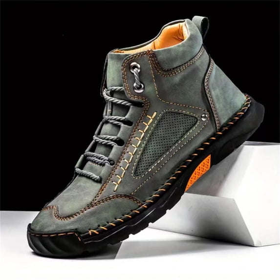 AUDeals Men's Leather Boots, Comfortable Casual Shoes with Spacious Toe ...