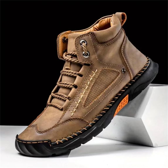 AUDeals Men's Leather Boots, Comfortable Casual Shoes with Spacious Toe ...