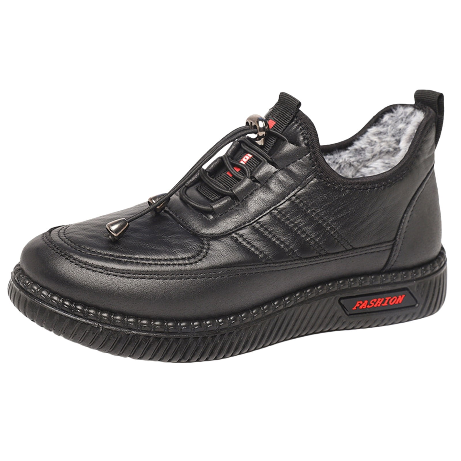AUDeals Men’s Leather Casual Dress Sneakers Fleece Lined Adjustable ...