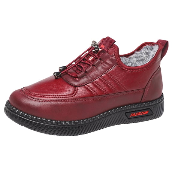 AUDeals Men’s Leather Casual Dress Sneakers Fleece Lined Adjustable ...