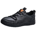 AUDeals Men's Leather Hollow Shoes Handmade Elastic Non Slip Round Toe ...