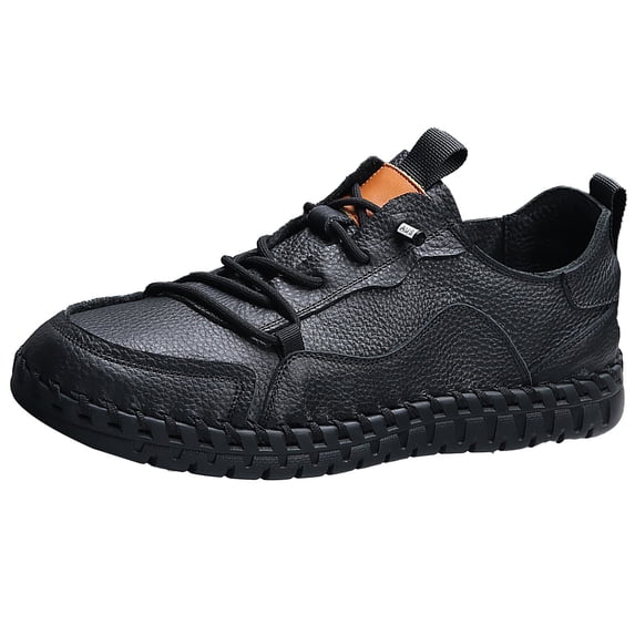 AUDeals Men's Leather Hollow Shoes Handmade Elastic Non Slip Round Toe ...