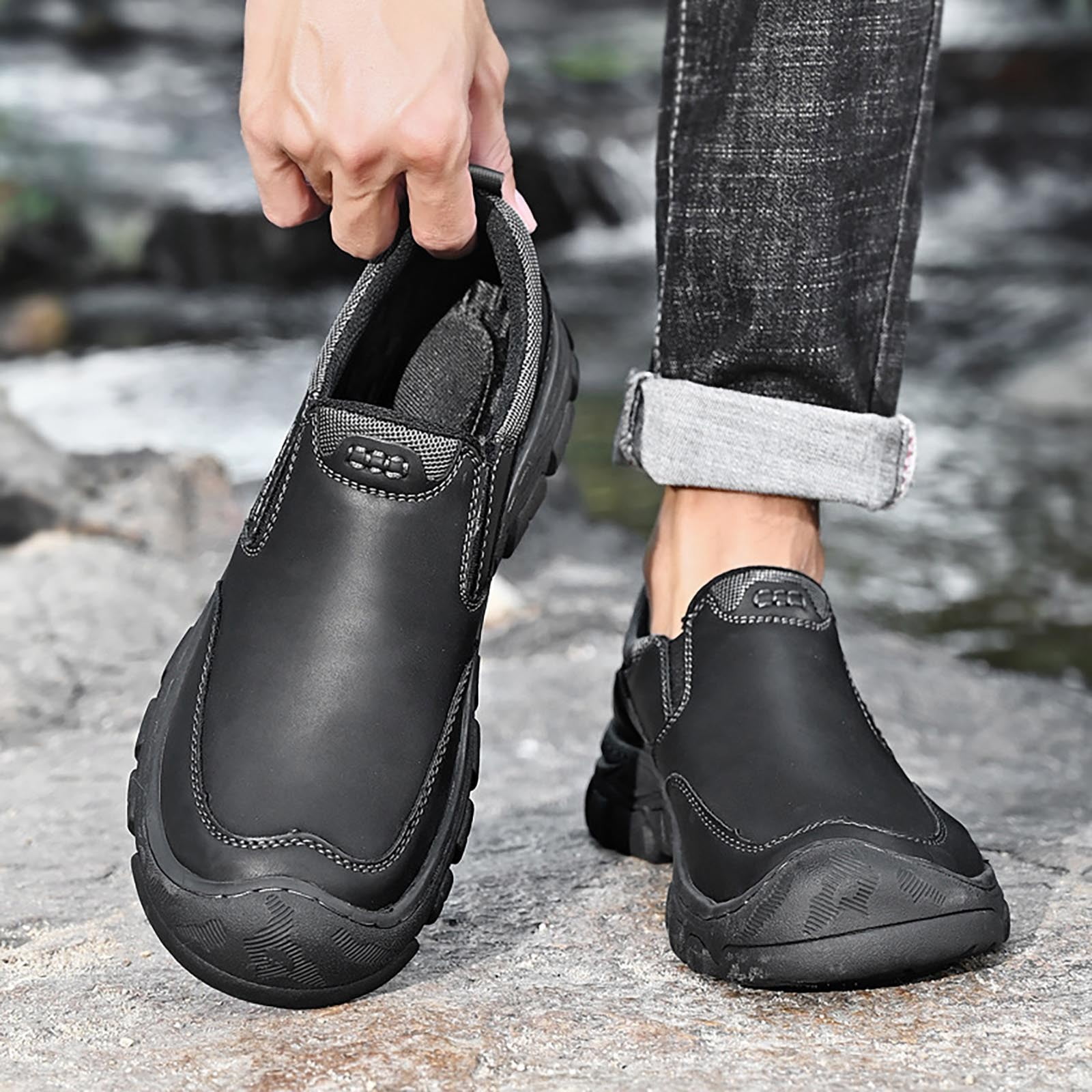 AUDeals Men's Leather Slip On Loafers Casual Driving Shoes Non Slip ...