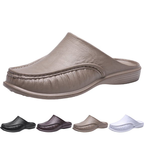 AUDeals Men's Scuff Loafer Slippers, Open Back Driving Shoes with Arch ...