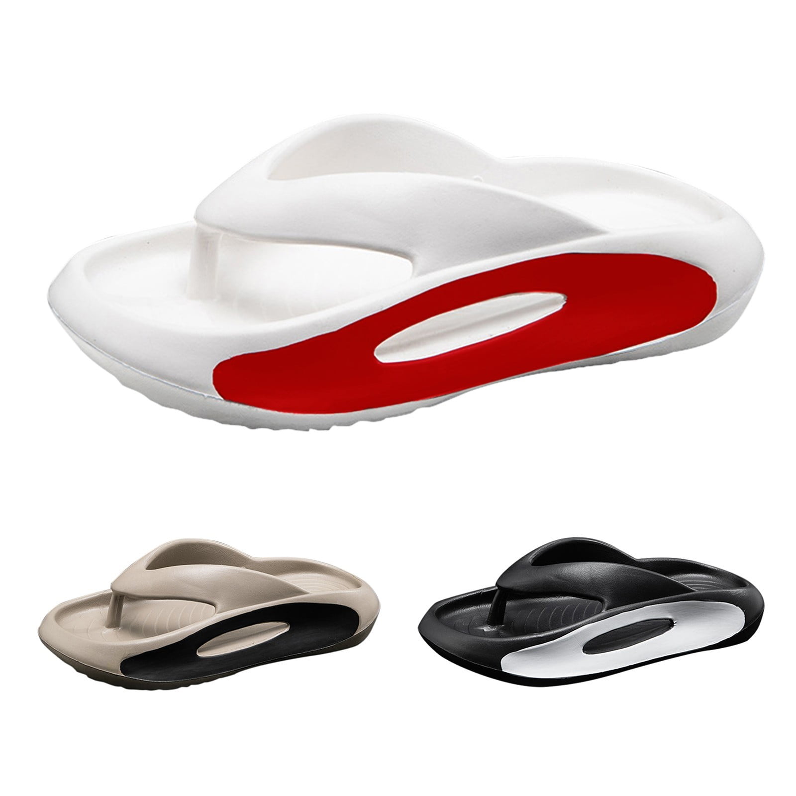 AUDeals Mens Platform Flip Flops Cushioned Beach Slide Sandals Easy ...