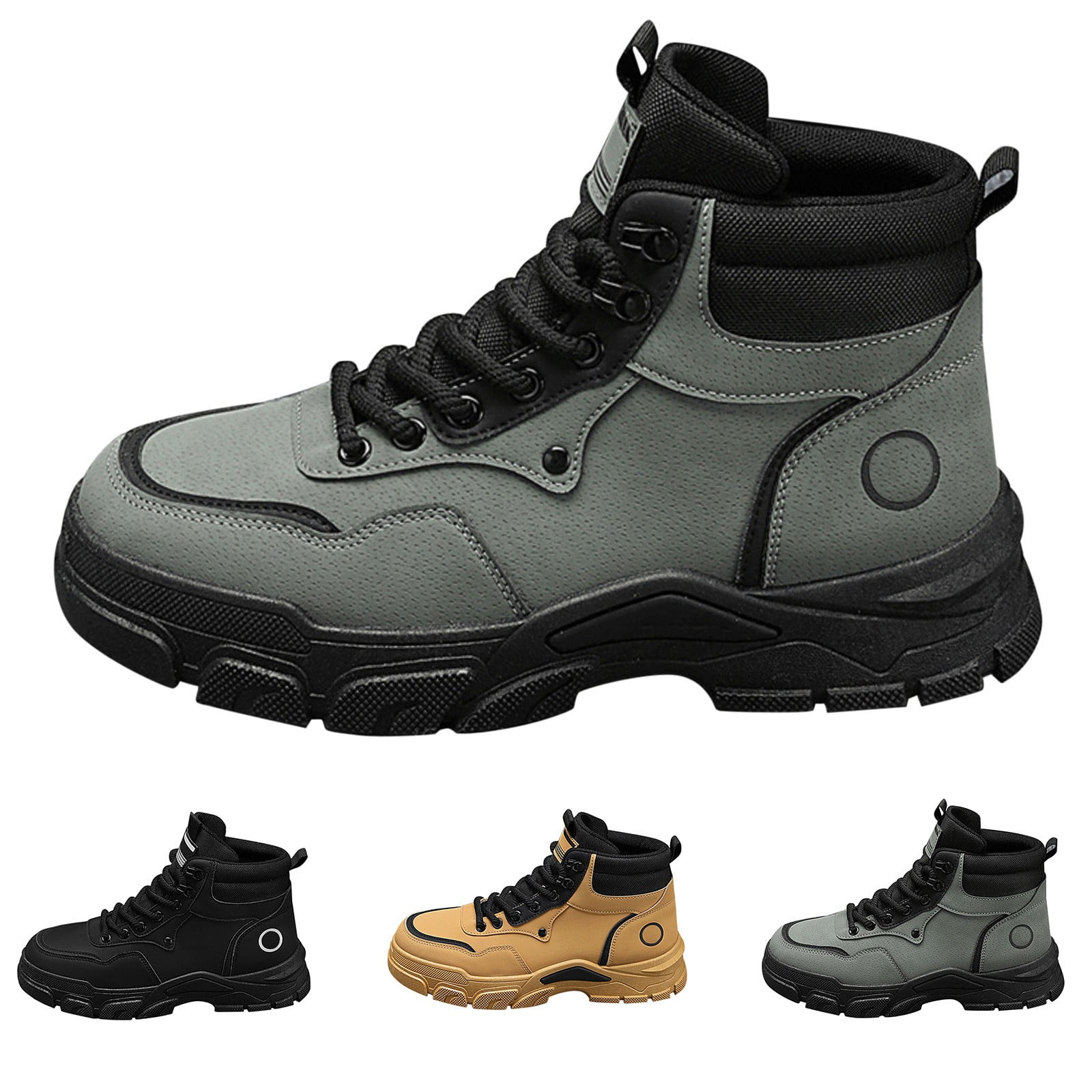 AUDeals Mens Thick Sole Work Boots Wear Resistant Lightweight ...