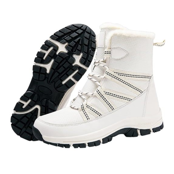 AUDeals Mens Winter Snow Boots Lace Up Mid Calf Warm Waterproof Outdoor ...