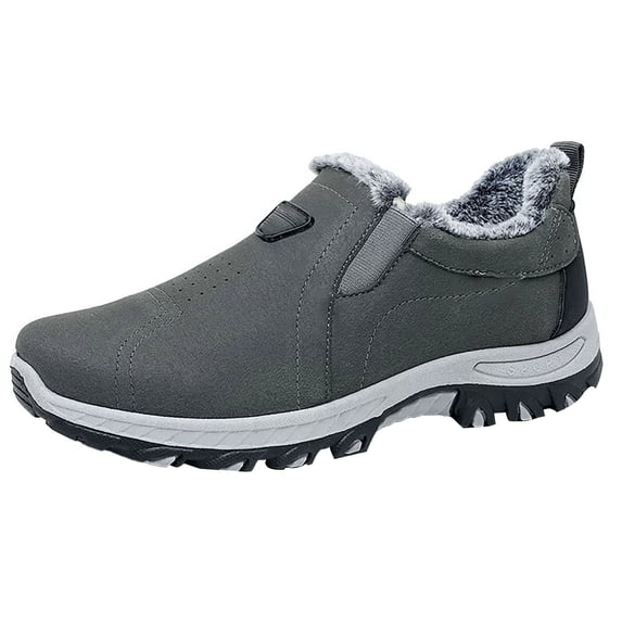 AUDeals Mens Winter Warm Slip On Snow Boots Non Slip Waterproof Hiking ...