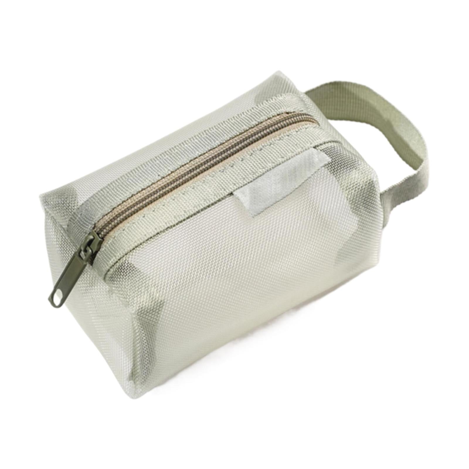 AUDeals Portable Square Mesh Cosmetic Bag Zippered Water-Resistant ...