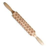 Christmas DIY Embossed Wooden Rolling Pin with Christmas Themed Symbols ...