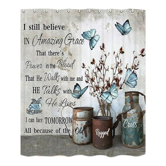 AUDeals Rustic Farmhouse Shower Curtain, White Botanical Floral with ...