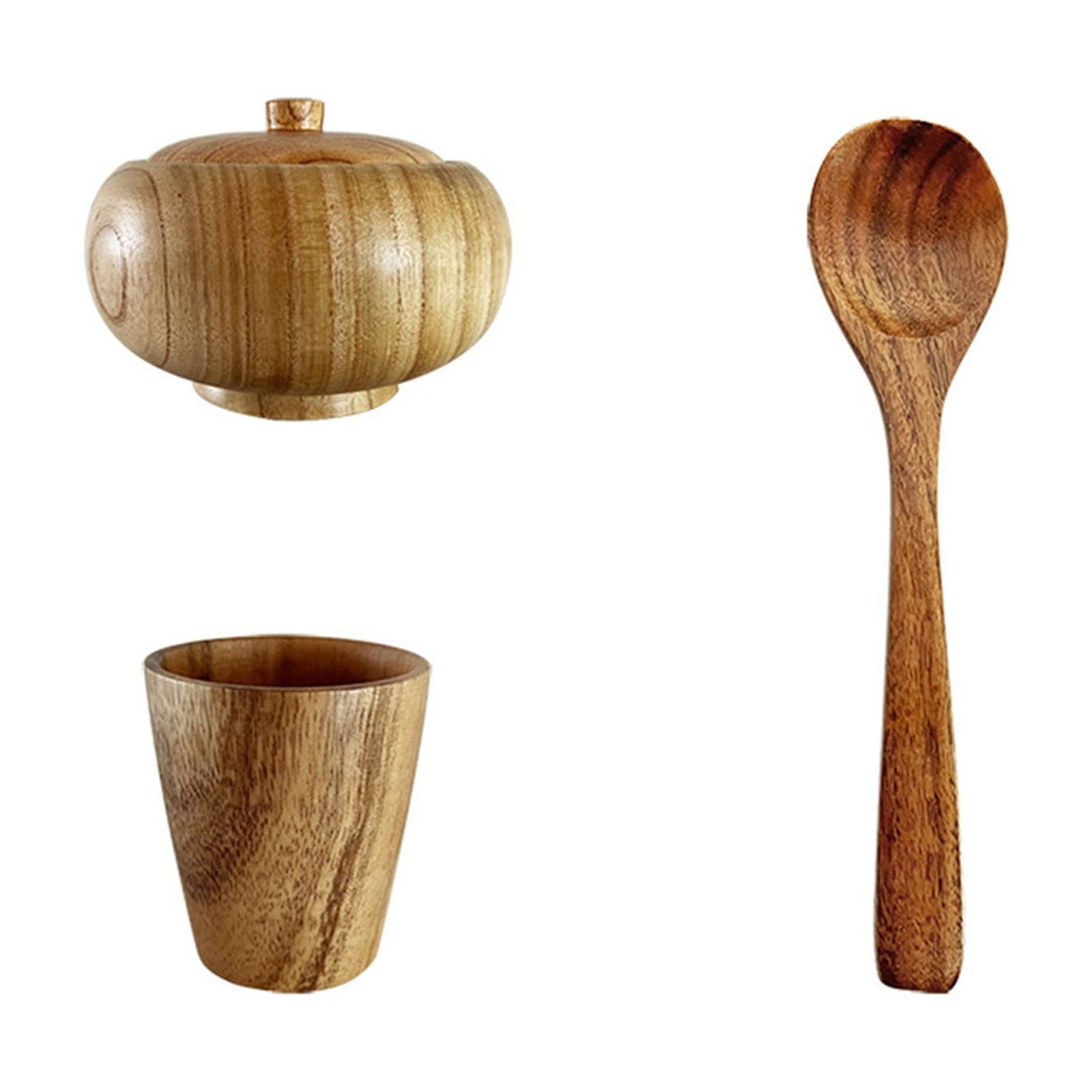 AUDeals Solid Hardwood Salad Bowl Large Wooden Mixing Serving Bowl for ...