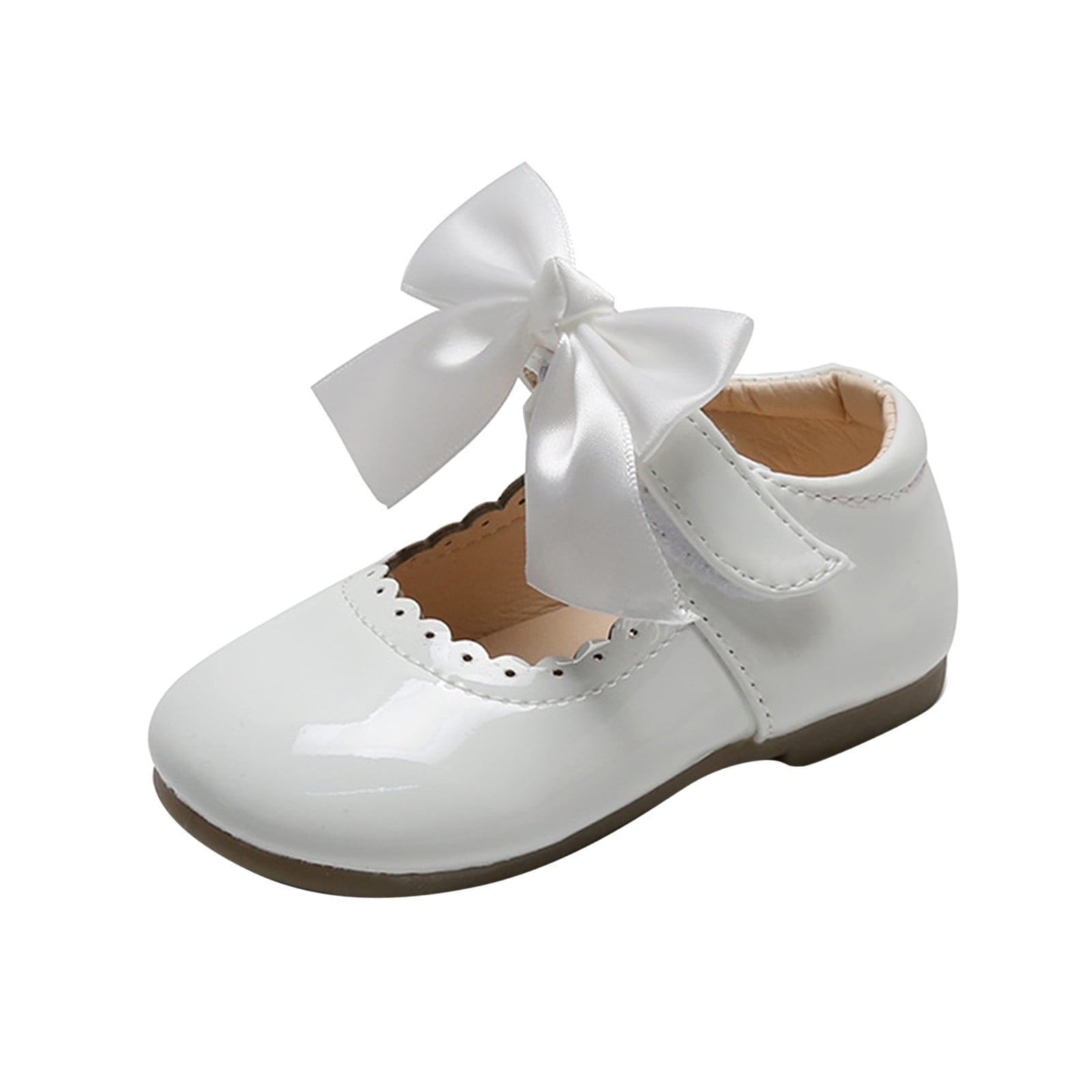 AUDeals Toddler Girls Bow Mary Jane Flats - Hook and Loop Closed Toe ...