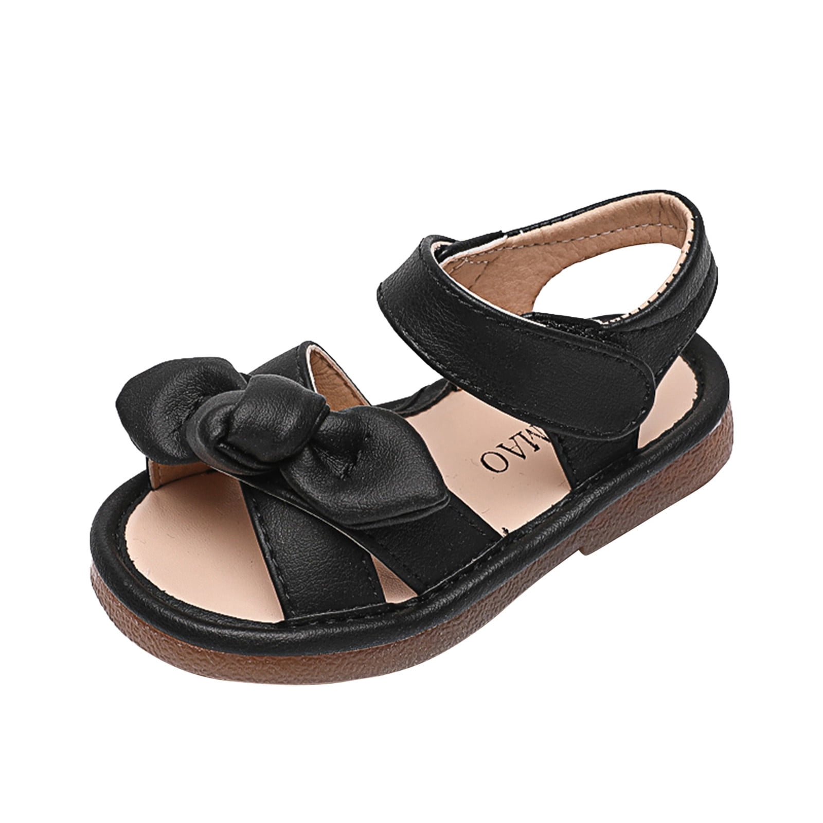 AUDeals Toddler Girls Open Toe Summer Sandals with Bow, Casual Non-Slip ...