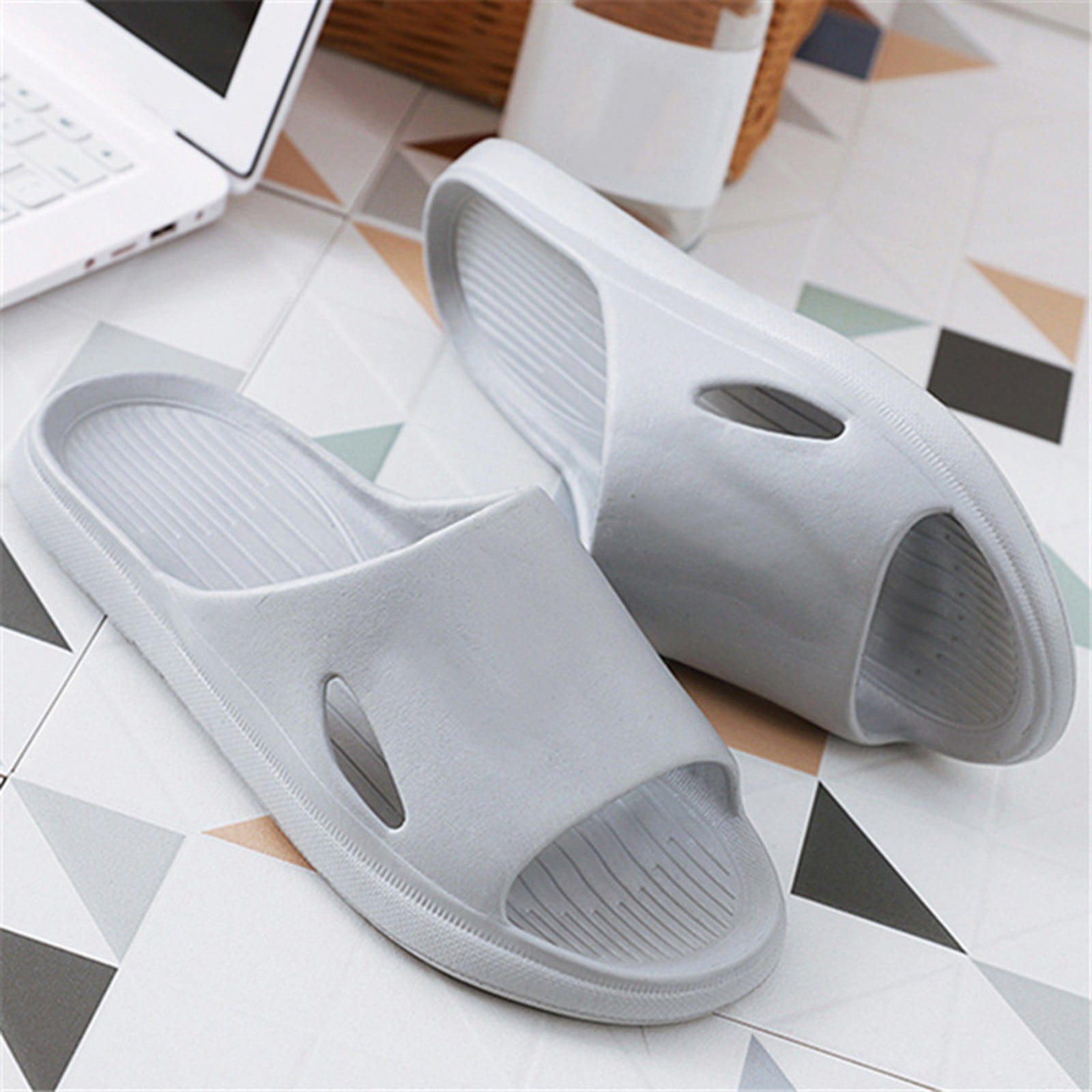 AUDeals Unisex Bathroom Slippers Thick Sole Open Toe Non Slip Soft ...