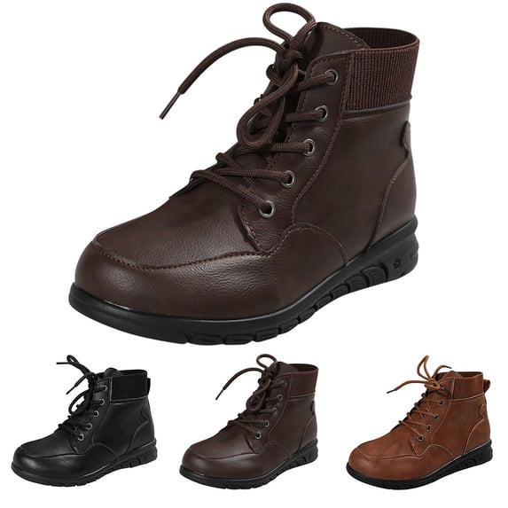 AUDeals Unisex Vintage Leather Ankle Boots Cam Moc Toe Chukka Lace Up ...
