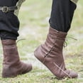 AUDeals Vintage Womens Flats Slip On Short Boots Lace Up Round Toe ...